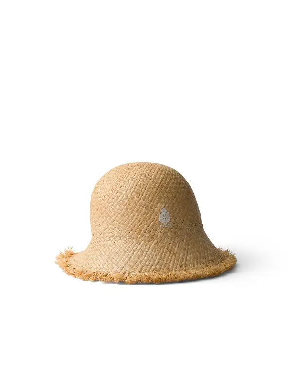 Prada Raffia Bucket Hat - Neutral