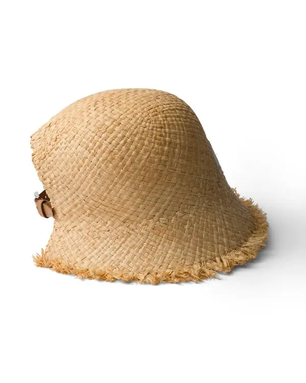 Prada Raffia Bucket Hat - Neutral