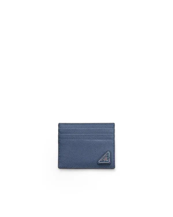 Prada Saffiano Leather Card Holder - Blue