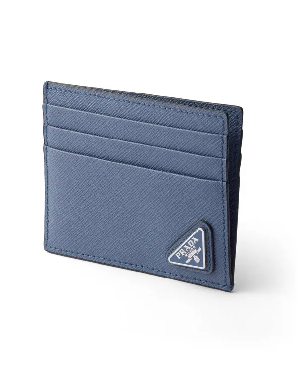 Prada Saffiano Leather Card Holder - Blue