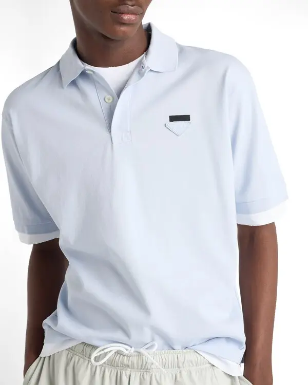 Prada Cotton Polo Hirt - Light Blue