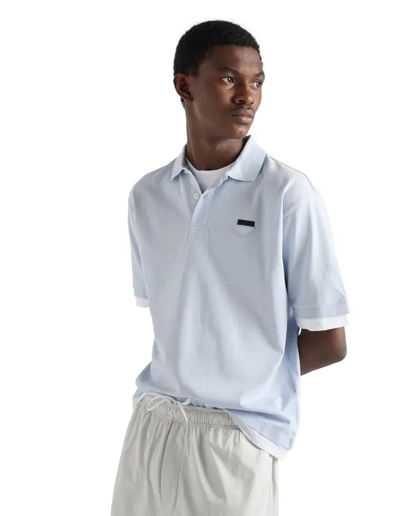 Prada Cotton Polo Hirt - Light Blue