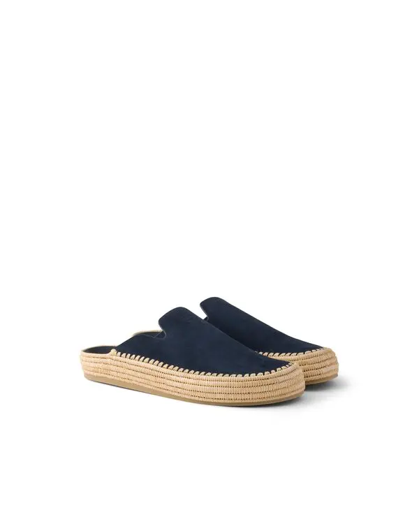 Prada Suede Mules - Blue