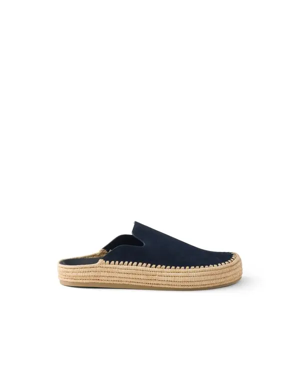Prada Suede Mules - Blue