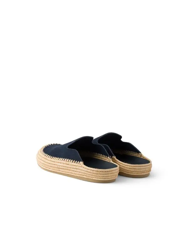 Prada Suede Mules - Blue
