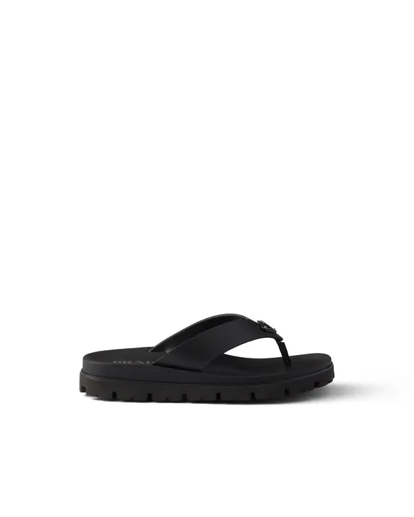 Prada Rubber Thong Sandals - Black