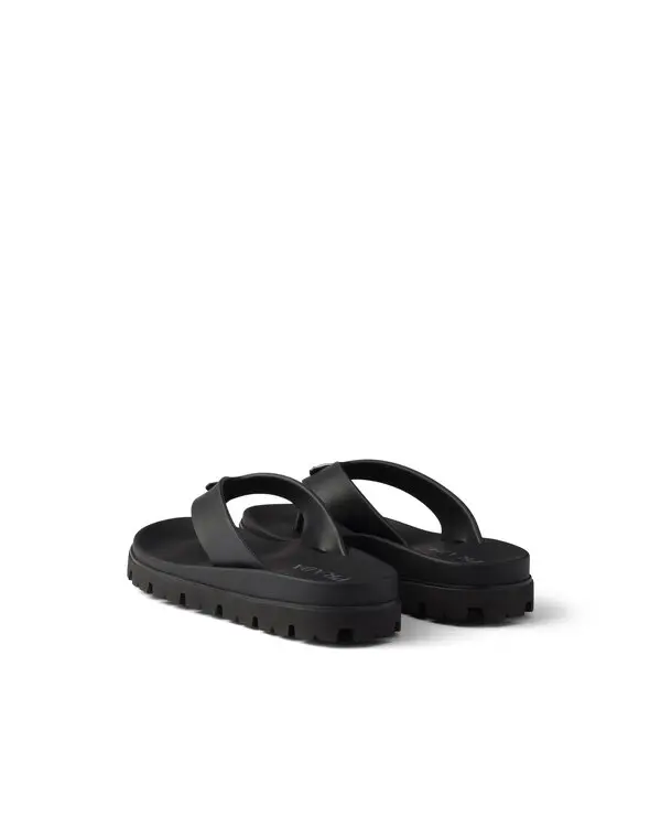 Prada Rubber Thong Sandals - Black