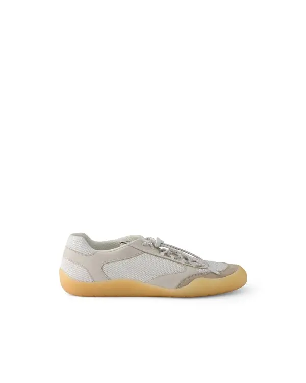 Prada Speedrock Leather And Mesh Sneakers - Neutral