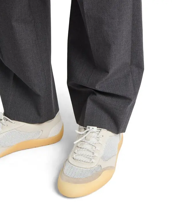 Prada Speedrock Leather And Mesh Sneakers - Neutral