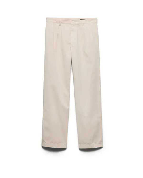 Prada Wide-leg Cotton Trousers - Neutral