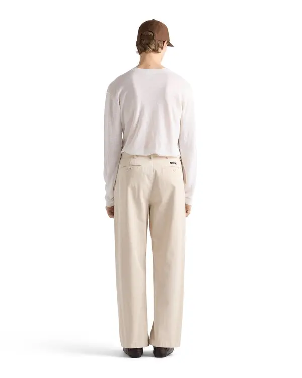 Prada Wide-leg Cotton Trousers - Neutral