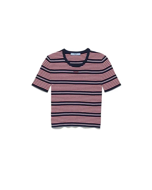 Prada Short-sleeved Striped Sweater - Blue