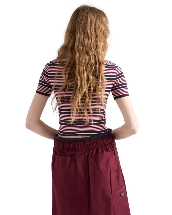 Prada Short-sleeved Striped Sweater - Blue