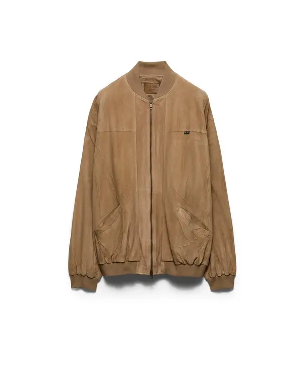 Prada Suede Bomber Jacket - Neutral