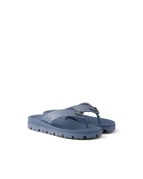 Prada Rubber Thong Sandals - Blue