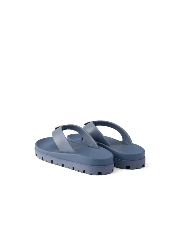 Prada Rubber Thong Sandals - Blue