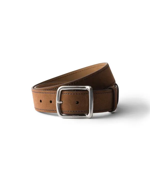 Prada Nubuck Leather Belt - Brown