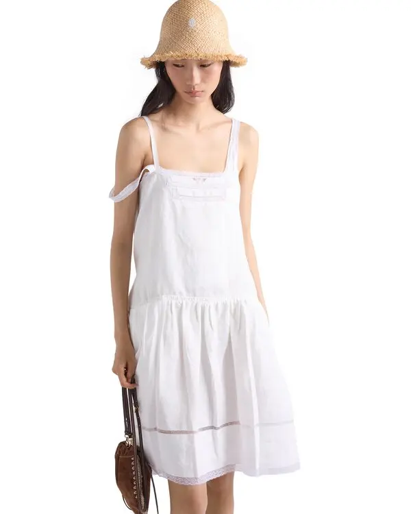 Prada Embroidered Linen Dress - White