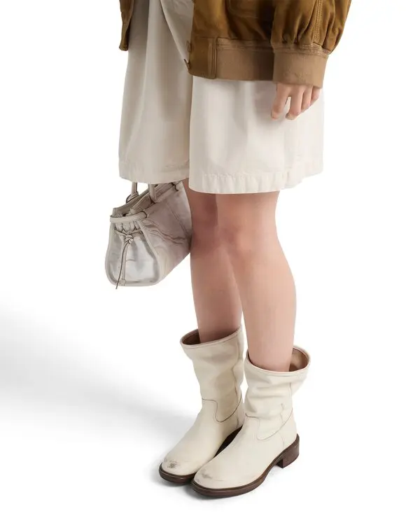 Prada Vintage-effect Leather Boots - Neutral