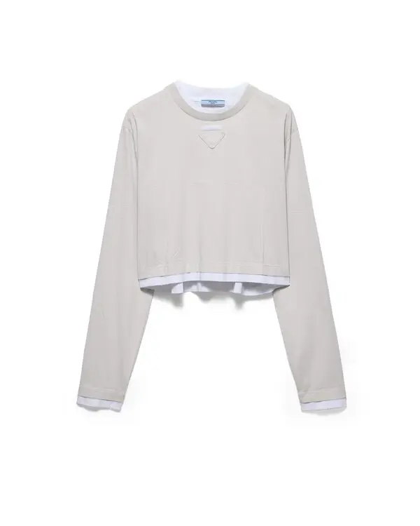Prada Long-sleeved Jersey T-shirt - Grey