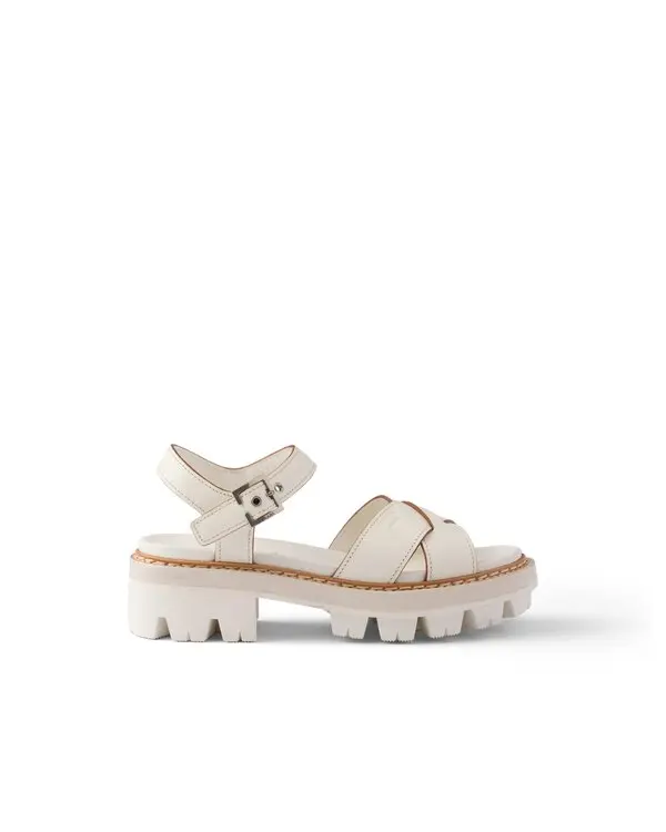 Prada Leather Sandals - Neutral