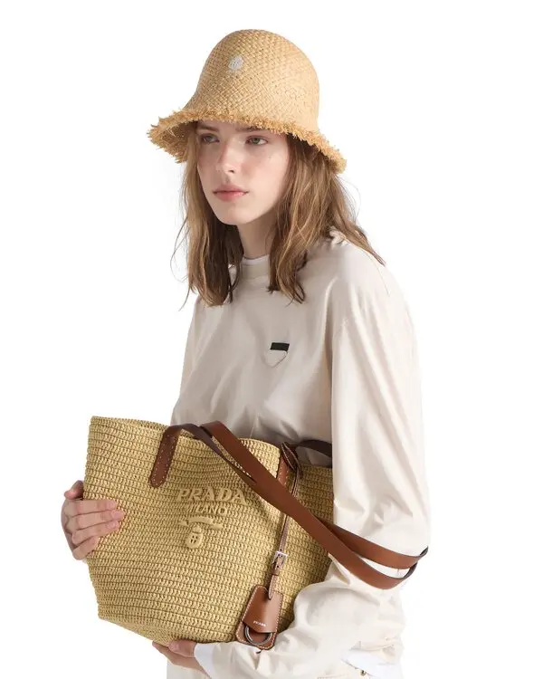 Prada Medium Crochet And Leather Tote Bag