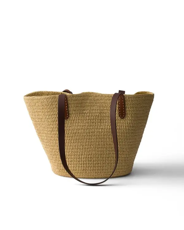 Prada Medium Crochet And Leather Tote Bag
