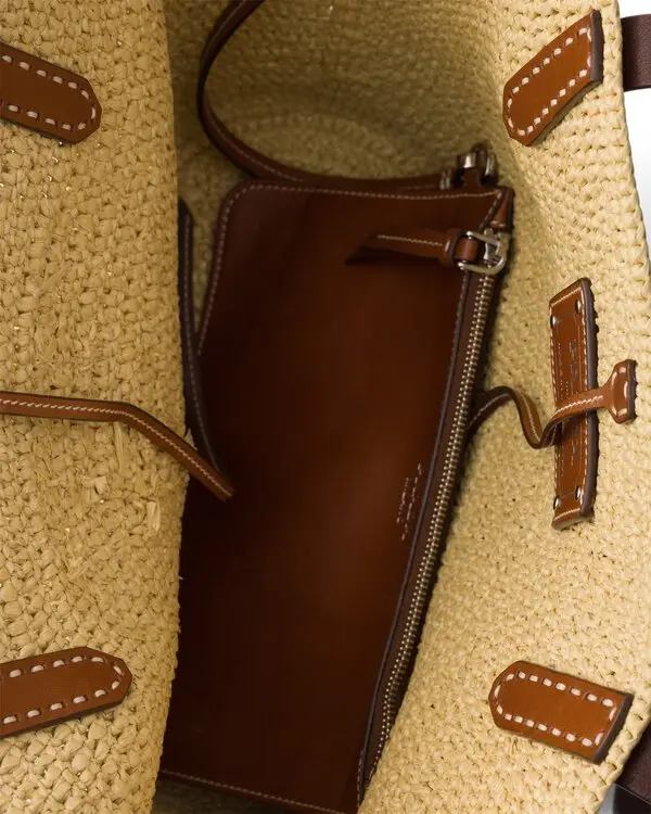 Prada Medium Crochet And Leather Tote Bag