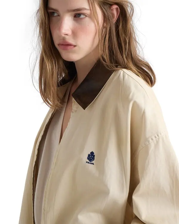 Prada Embroidered Garment-dyed Old Gabardine Blouson Jacket - Neutral