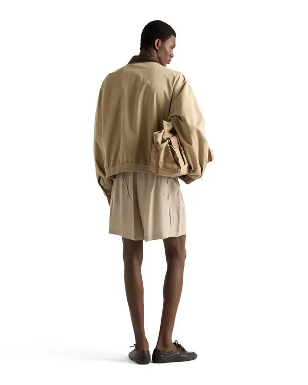 Prada Cotton Jacket With Leather Details - Neutral