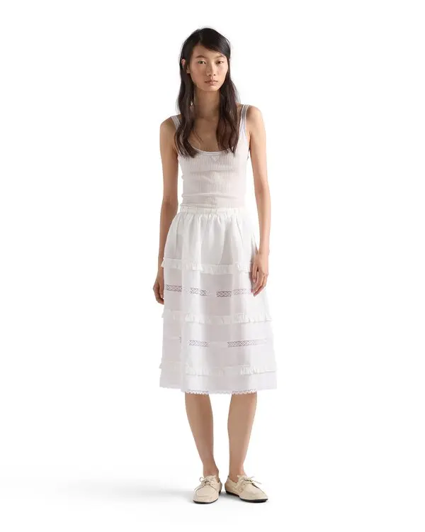 Prada Ribbed Cotton Top - White
