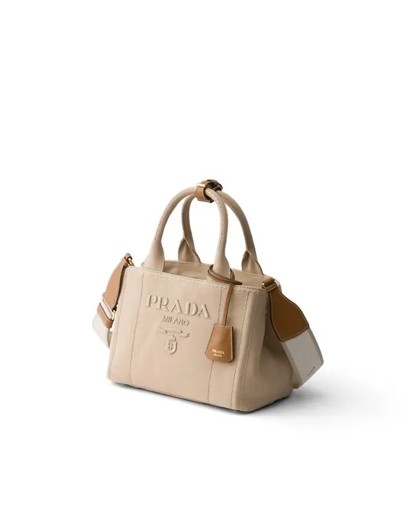 Prada Small Cotton Canvas Jardinière Bag - Neutral