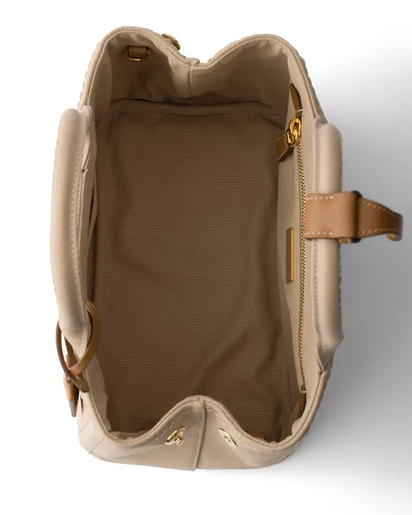 Prada Small Cotton Canvas Jardinière Bag - Neutral