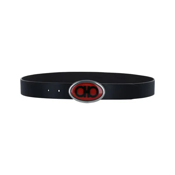 FERRAGAMO Pebbled Buckle Belt - Black