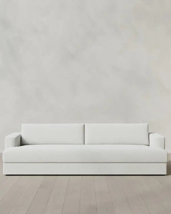 Quince Sierra Curved Arm Sofa In Performance Boucl - Cloud White