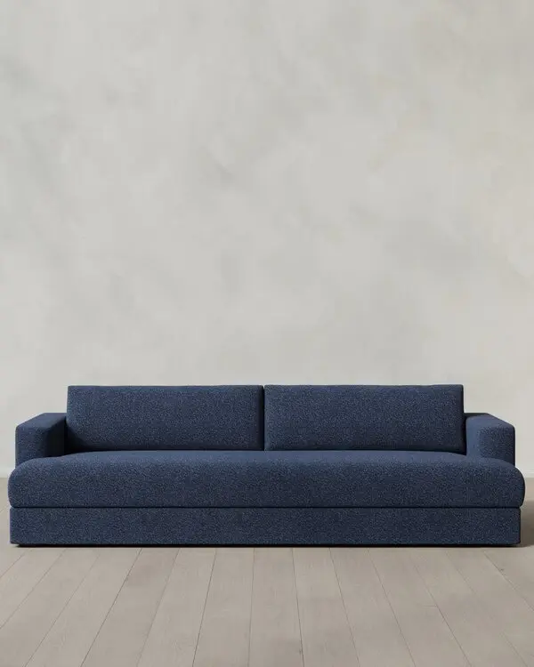 Quince Sierra Curved Arm Sofa In Performance Boucl - Indigo