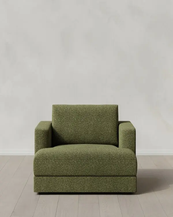 Quince Sierra Curved Arm Accent Chair In Performance Boucle - Fern