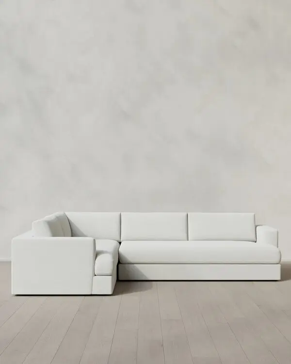 Quince Sierra Curved Arm L Sectional In Performance Boucle - Cloud White