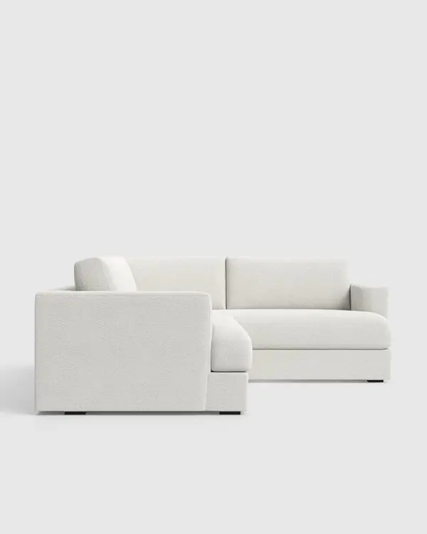 Quince Sierra Curved Arm L Sectional In Performance Boucle - Cloud White