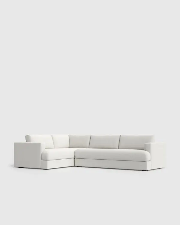 Quince Sierra Curved Arm L Sectional In Performance Boucle - Cloud White