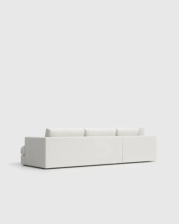 Quince Sierra Curved Arm L Sectional In Performance Boucle - Cloud White