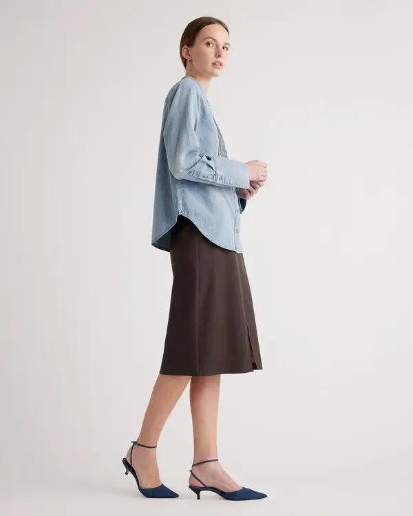 Quince Distressed Denim Tuxedo Shirt