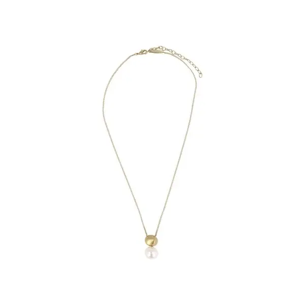 FERRAGAMO Sculptural Pendant Faux Pearl Necklace - Gold