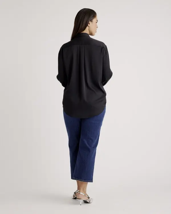 Quince Washable Stretch Silk Utility Long Sleeve Blouse