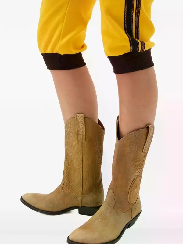 Versace Grained Leather Texan Boots With Medusa Cameo