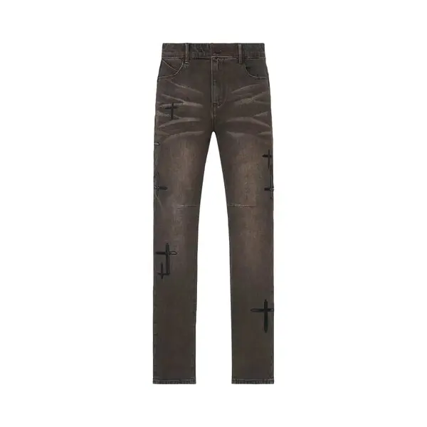RtA Bryant Skinny Jean With Cross Patch - Brown