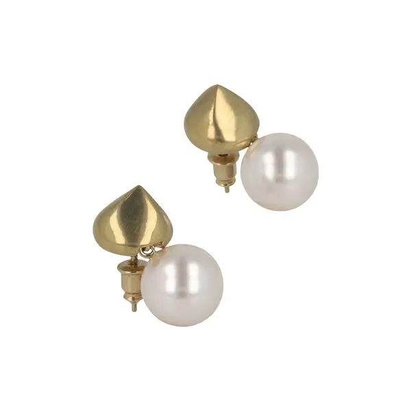 FERRAGAMO Sculptural Faux Pearl Earrings - Gold
