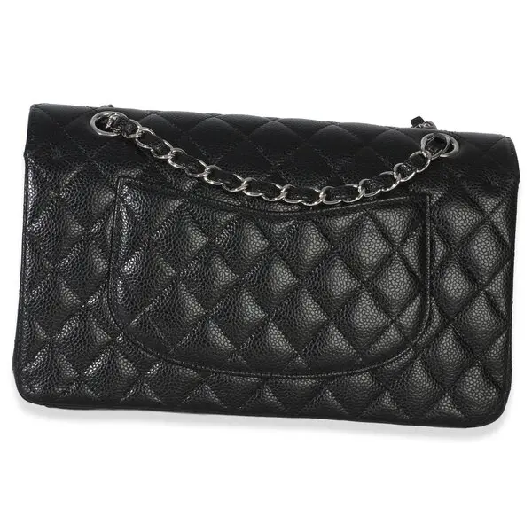 Chanel Quilted Caviar Double Flap Bag - Black