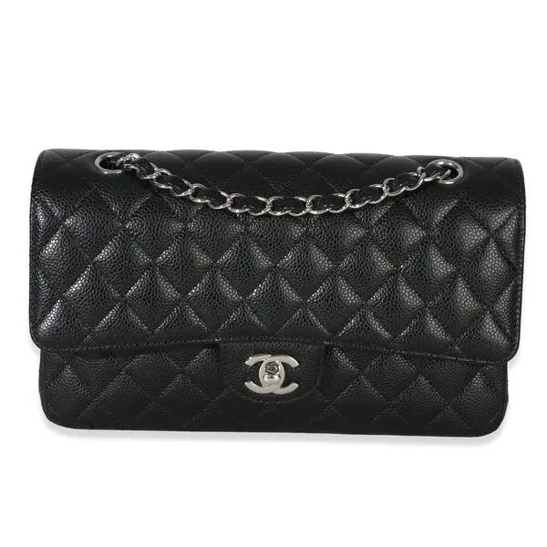 Chanel Quilted Caviar Double Flap Bag - Black