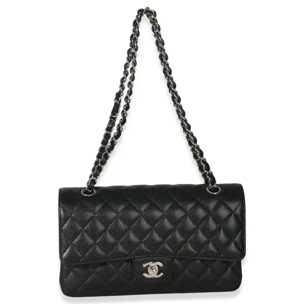 Chanel Quilted Caviar Double Flap Bag - Black